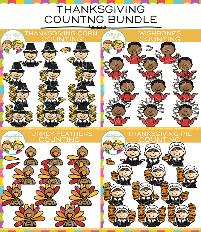 Thanksgiving Counting Clip Art Bundle – Whimsy Clips