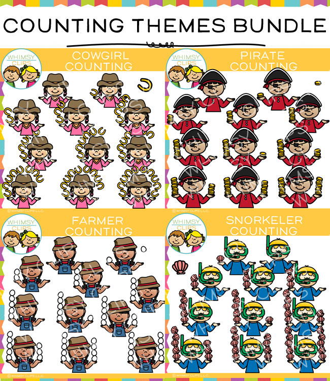 Kids Thematic Counting Clip Art Bundle – Whimsy Clips