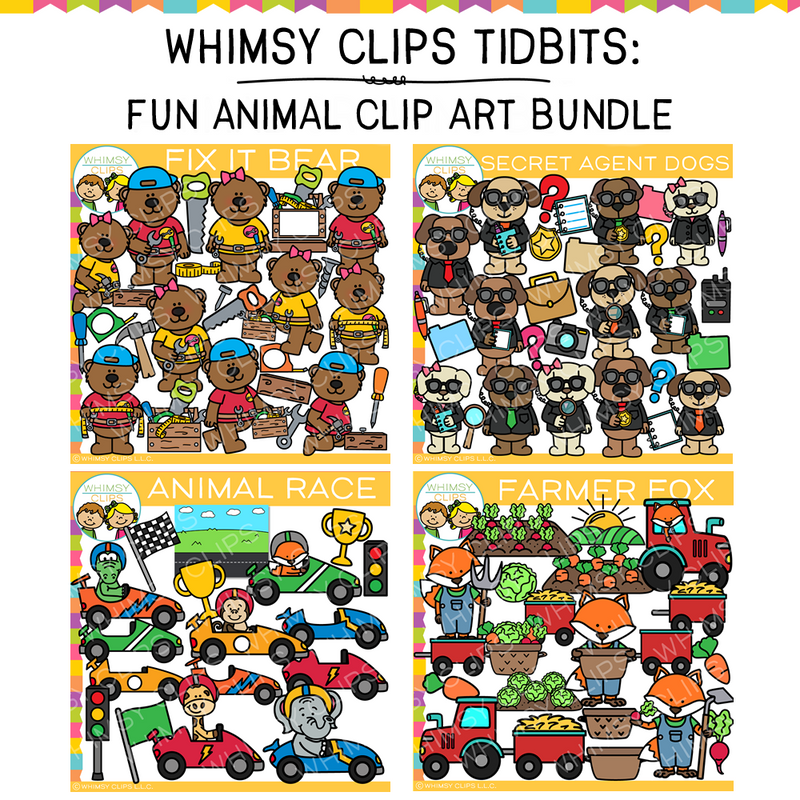 Whimsy Clips Tidbits: Animal Clip Art Bundle