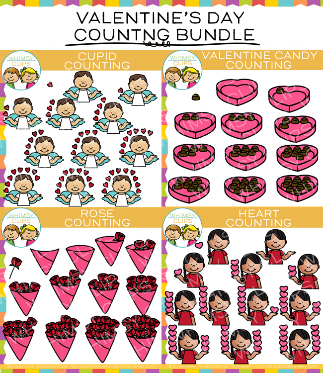 Valentine Counting Clip Art Bundle – Whimsy Clips