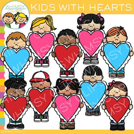 Valentine's Day Kids and Hearts Clip Art – Whimsy Clips