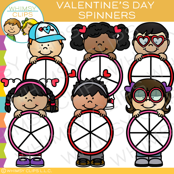 Valentine's Day Kids with Spinners Clip Art – Whimsy Clips