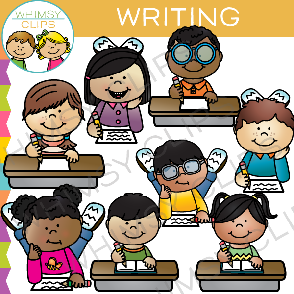 School Kids Writing Clip Art