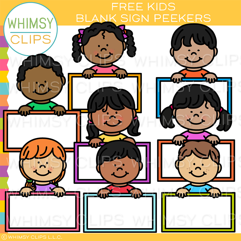 Free Kids with Blank Sign Peekers Clip Art, Images & Illustrations ...