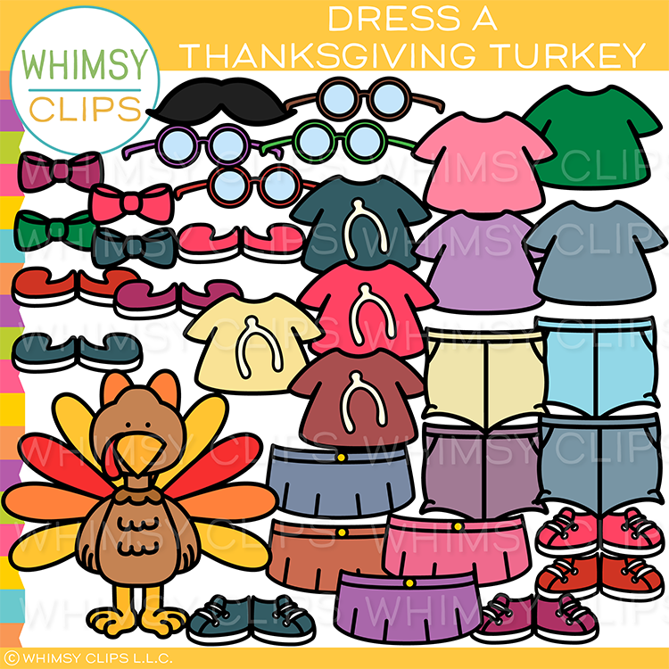 Dress a Thanksgiving Turkey Clip Art, Images & Illustrations | Whimsy Clips
