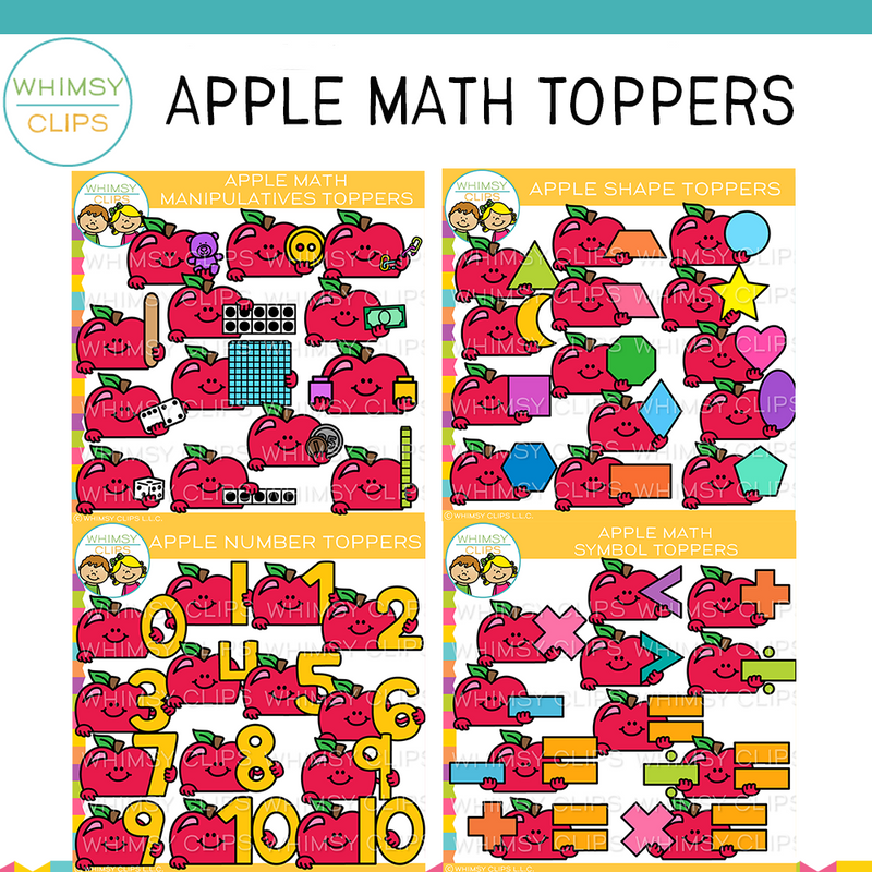 Apple Math Toppers Clip Art Bundle – Whimsy Clips