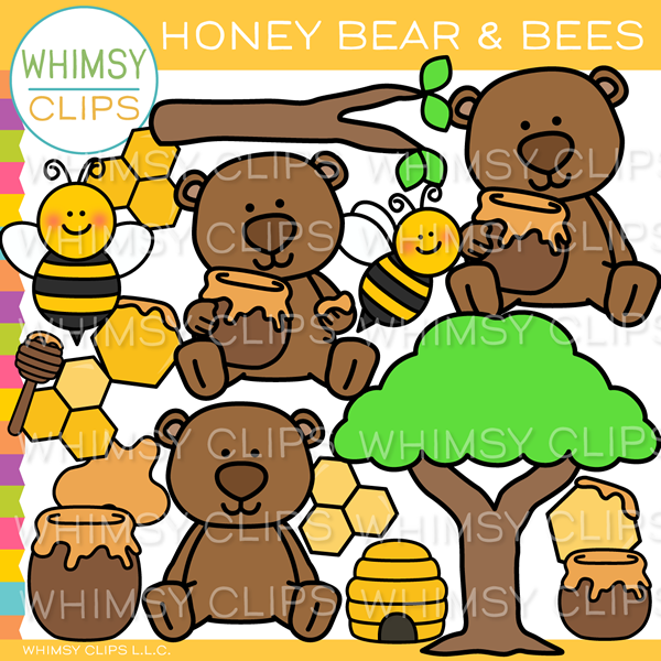 Honey Bear and Bees Clip Art – Whimsy Clips