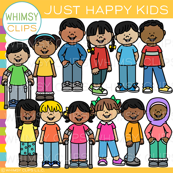 Happy Kids Clip Art, Images & Illustrations | Whimsy Clips