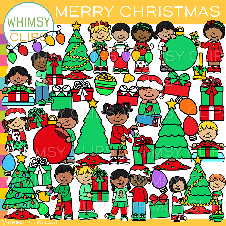 Merry Christmas Clip Art Merry Christmas Cartoon Greeting Card. Happy