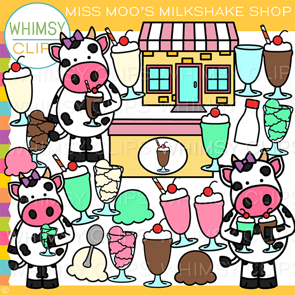 Miss Moo's Milkshake Shop Clip Art – Whimsy Clips