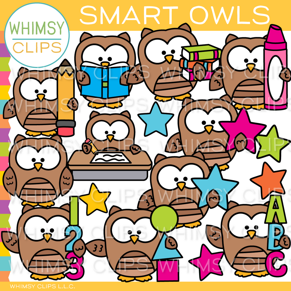 Cute School Owl Clipart Smart Owls Clipart / Back To School / Owl