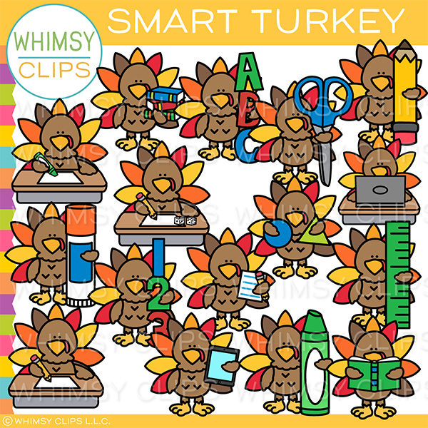 Smart Thanksgiving School Turkey Clip Art, Images & Illustrations ...