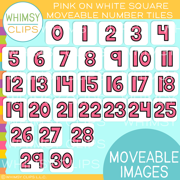 Simple Number Tiles Clip Art - BOTTOMLESS Bundle - Moveable Images ...