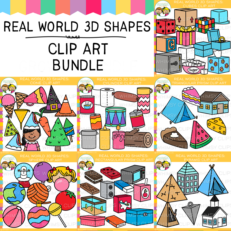 3D Real World Shapes Clip Art Bundle, Images & Illustrations | Whimsy Clips
