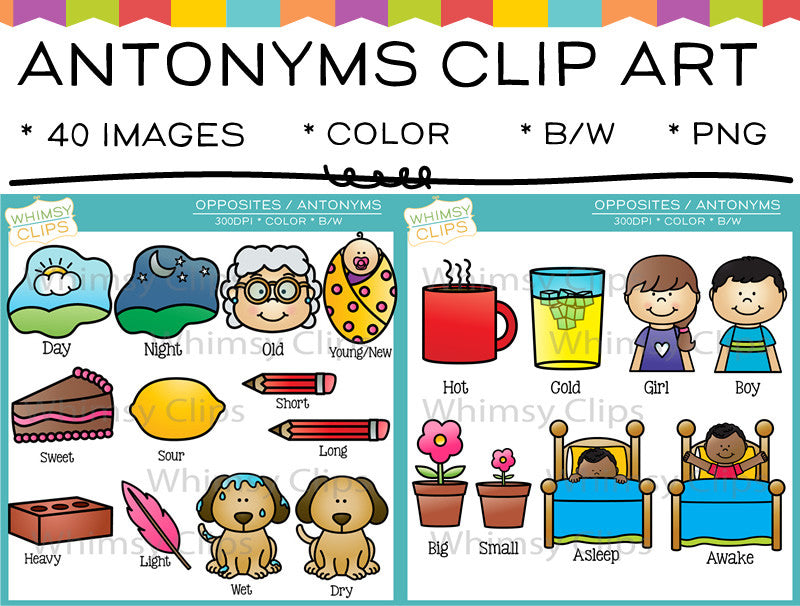 Clipart Opposite Antonyms Synonyms And Antonyms Info Sheet • Teacha!