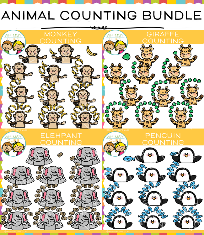 Zoo Animal Counting Clip Art Bundle – Whimsy Clips