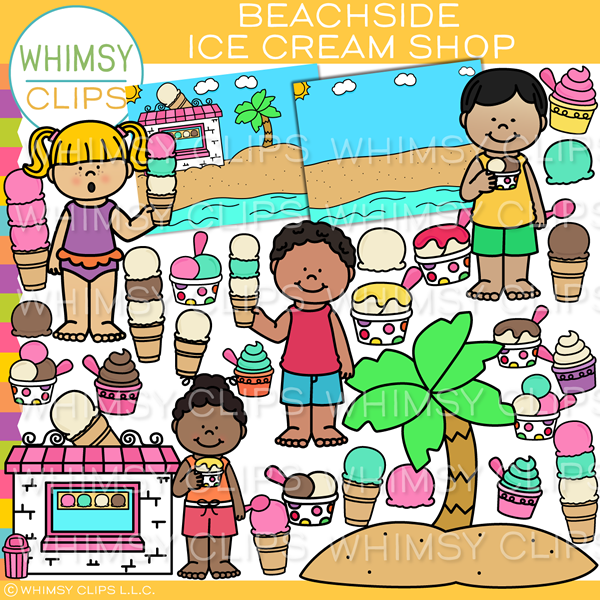 Beachside Ice Cream Clip Art – Whimsy Clips