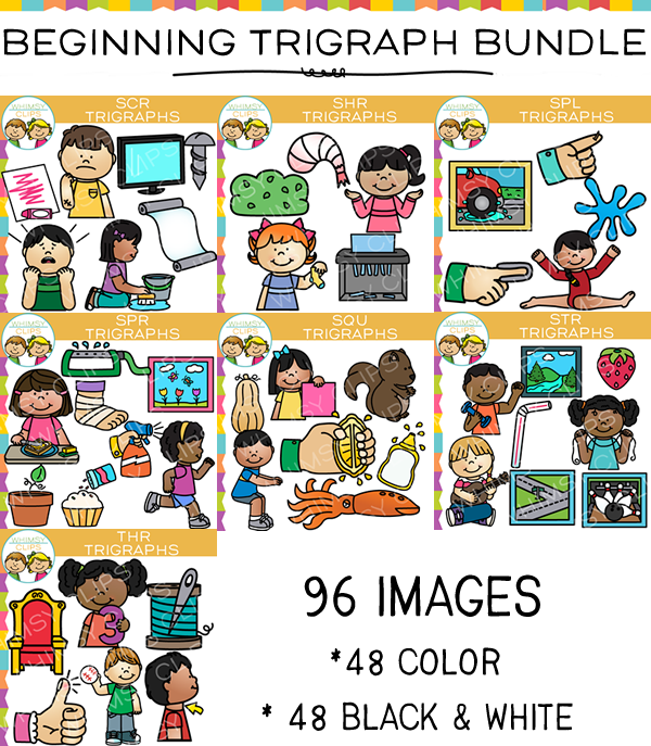 Beginning Trigraphs Clip Art Bundle, Images & Illustrations | Whimsy Clips