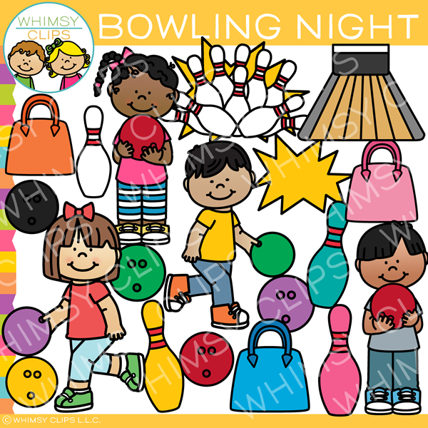 Kids Bowling Clip Art Ten Pin Bowling Party Kids Clipart Graphics