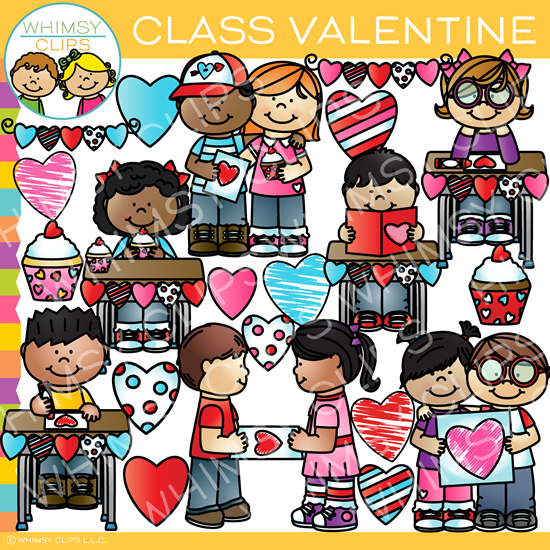 Class Valentine Clip Art, Images & Illustrations | Whimsy Clips