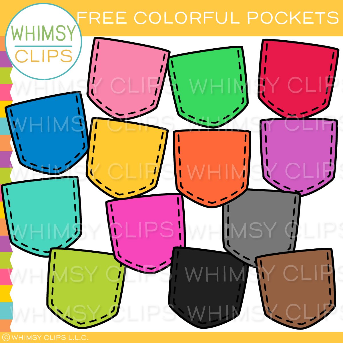 Free Colorful Pocket Clip Art, Images & Illustrations | Whimsy Clips