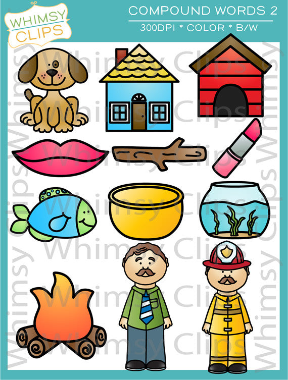 Compound Words Clip Art - Set Two, Images & Illustrations | Whimsy Clips