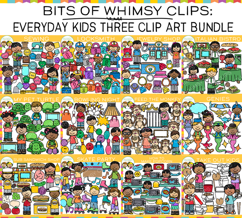 Bits of Whimsy Clips: Everyday Kids Clip Art Bundle Three – Whimsy Clips
