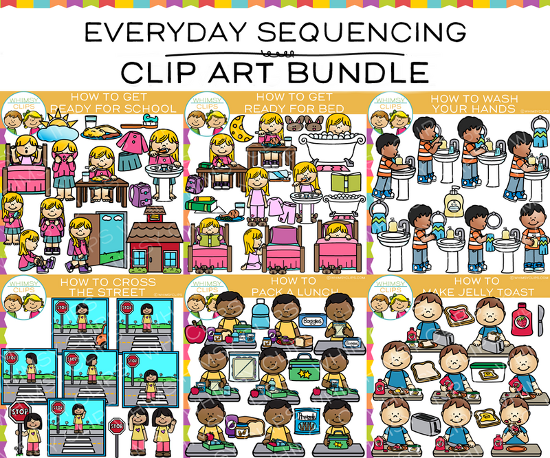 Everyday Sequencing Clip Art Bundle, Images & Illustrations | Whimsy Clips