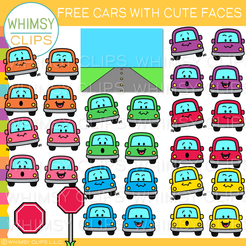 Free Cute Face Cars Clip Art – Whimsy Clips