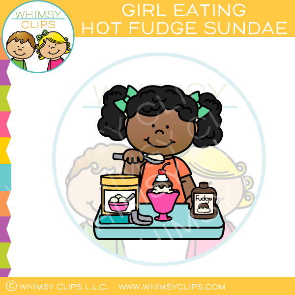 Girl Eating Sundae Clip Art – Whimsy Clips