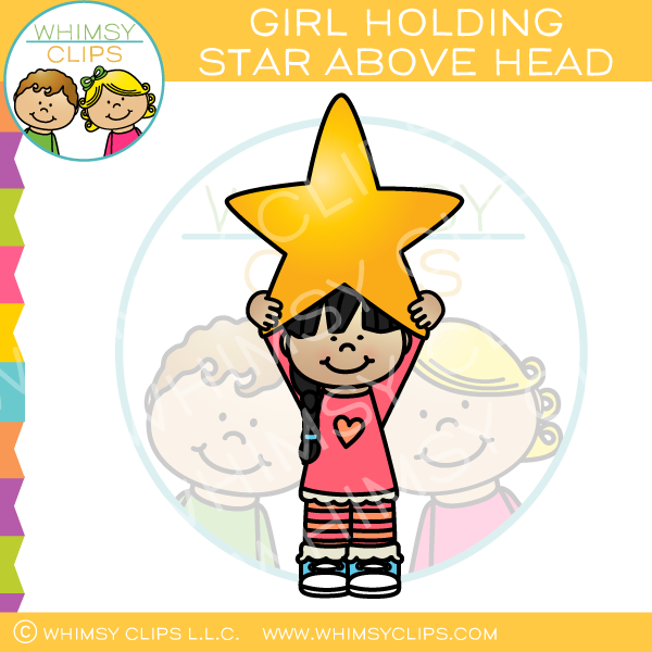 Girl Holding Star Above Head Clip Art, Images & Illustrations | Whimsy ...