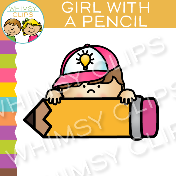 Free Girl with a Pencil Clip Art – Whimsy Clips