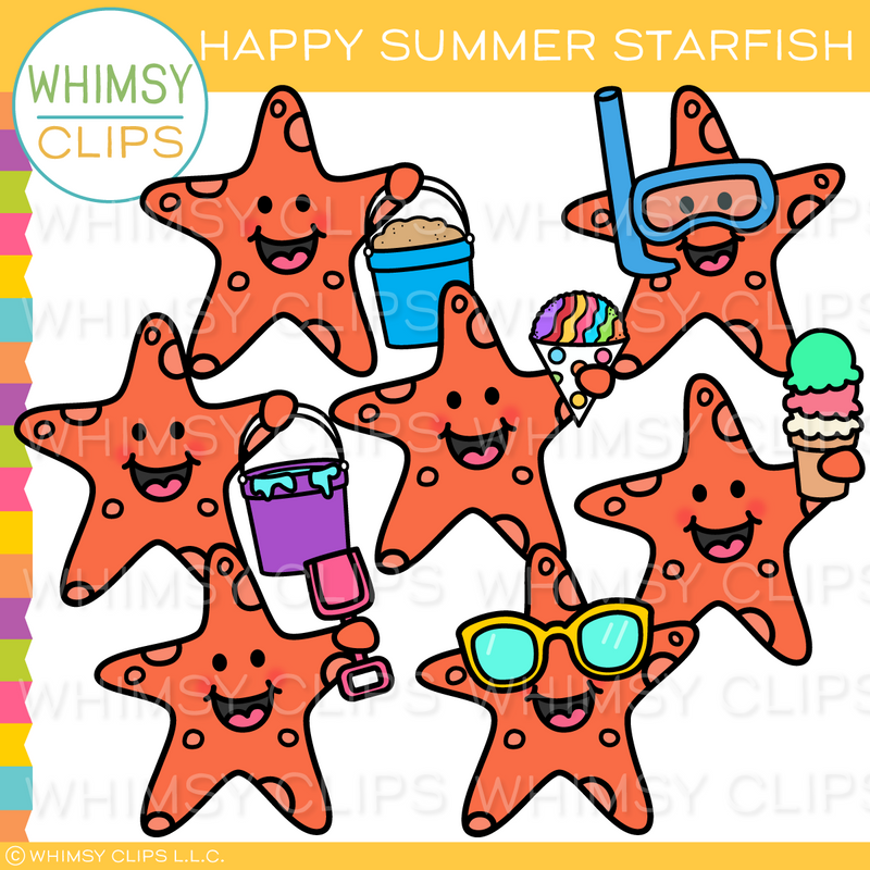 Free Cute Summer Starfish Clip Art – Whimsy Clips