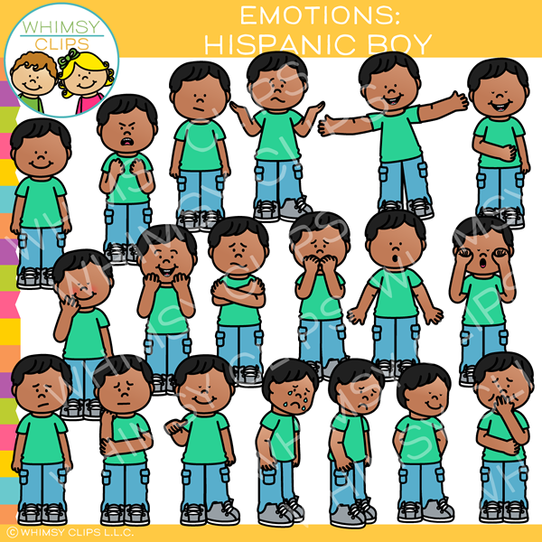 Hispanic Boy Emotions Clip Art – Whimsy Clips