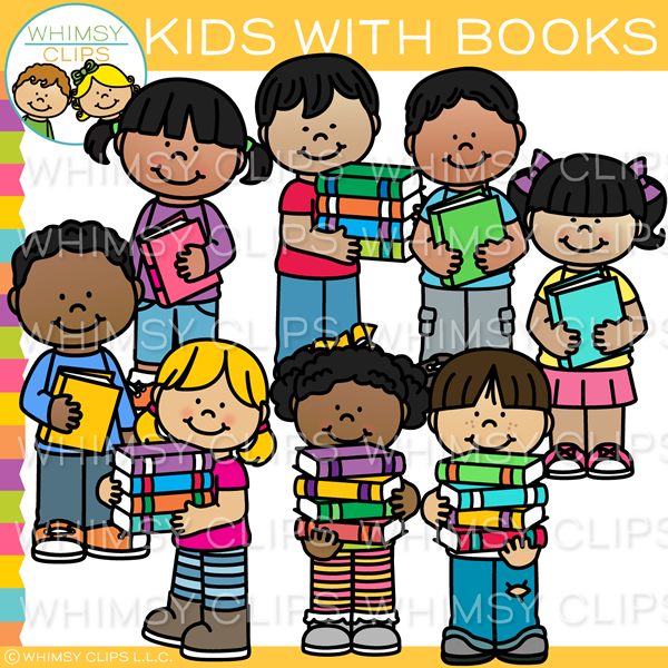 Kids with Books Clip Art – Whimsy Clips