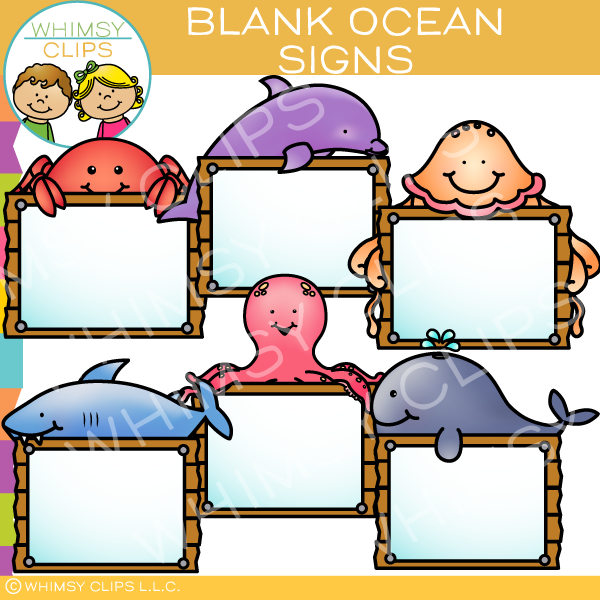 Ocean Animal Signs Clip Art – Whimsy Clips