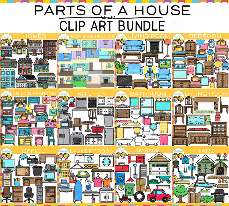 Parts of a House Clip Art BUNDLE, Images & Illustrations | Whimsy Clips