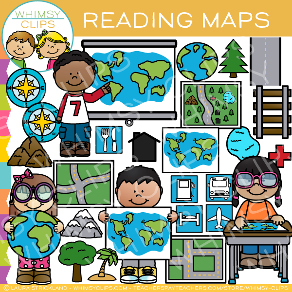 Reading Maps Skills Clip Art, Images & Illustrations | Whimsy Clips