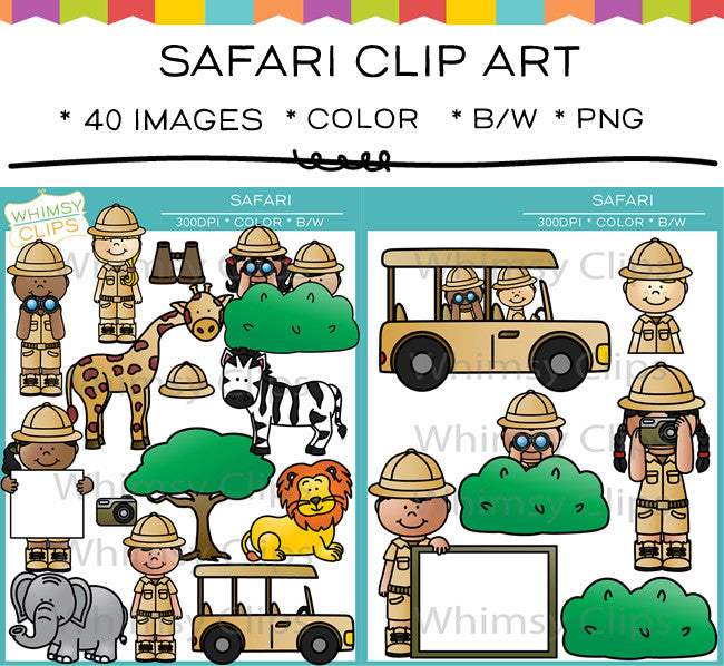 Cute Kids Safari Clip Art – Whimsy Clips