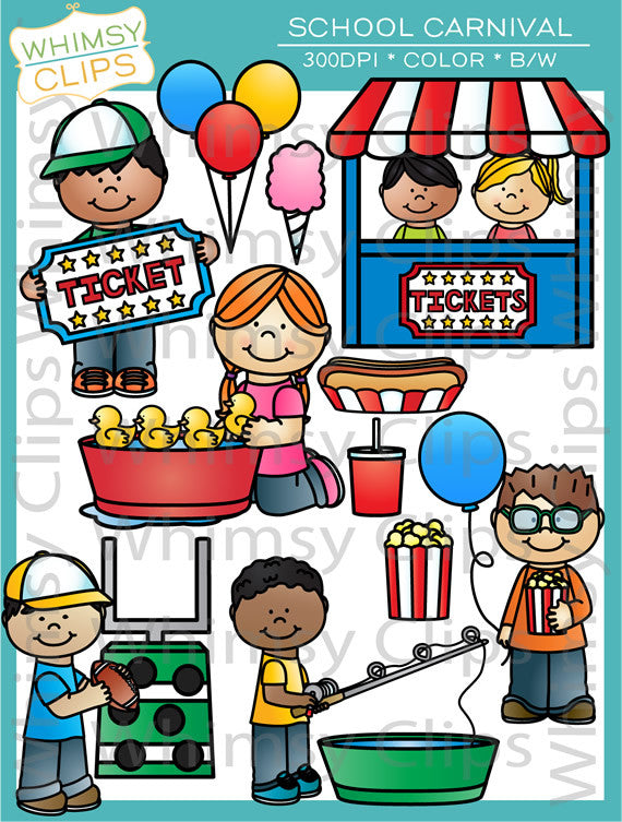 Kids Carnival Clipart Free Vector | Cartoon Carnival Kids Set