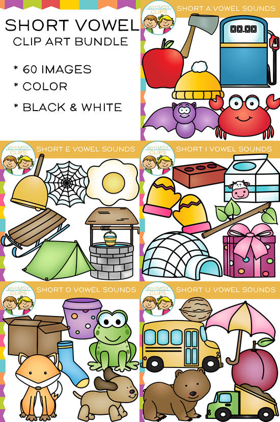 Short Vowel Sounds Clip Art Bundle – Whimsy Clips