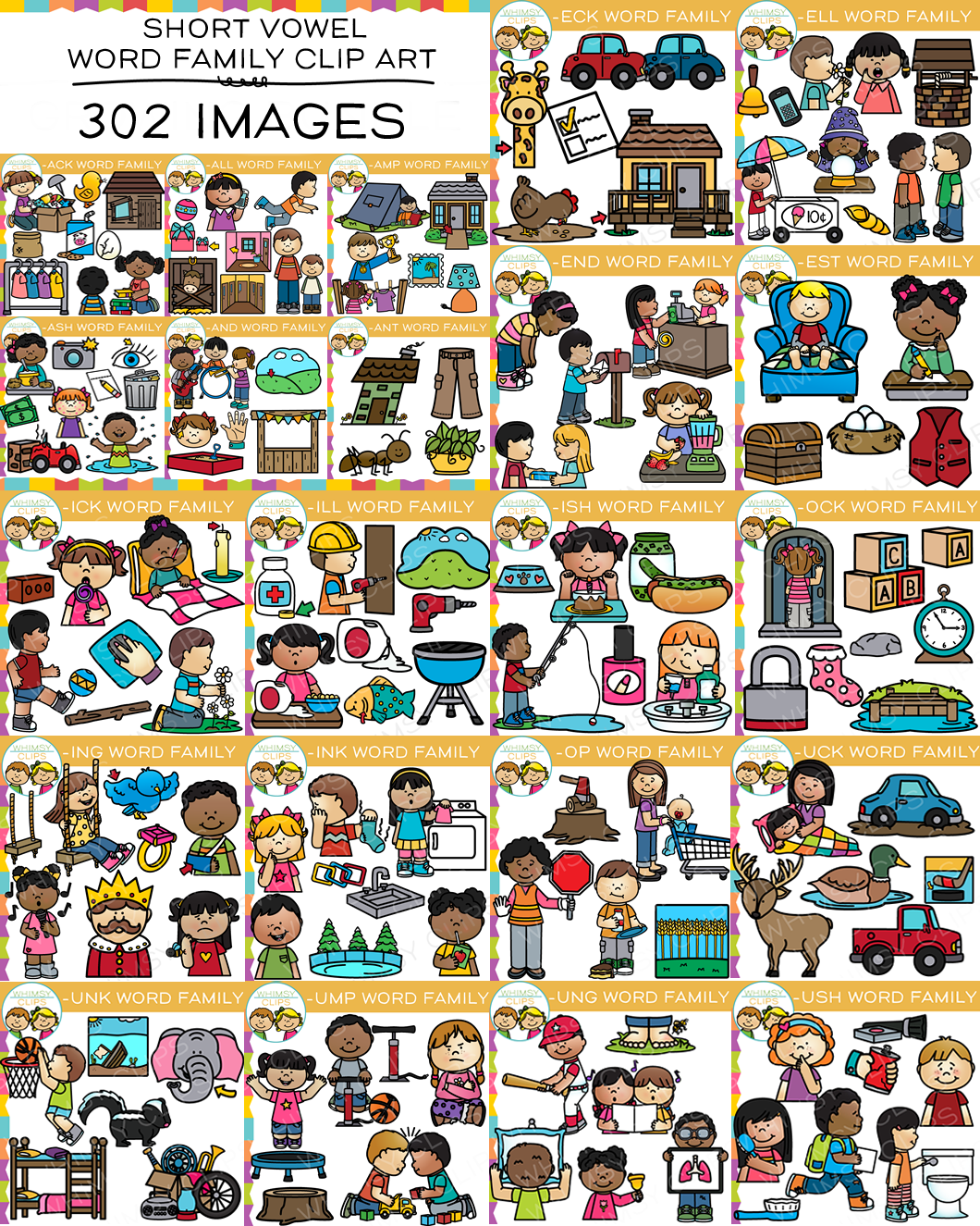 Short Vowel Word Family Clip Art - Bundle, Images & Illustrations ...