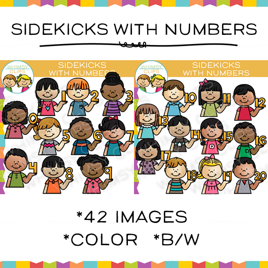 Sidekicks with Numbers Clip Art, Images & Illustrations | Whimsy Clips