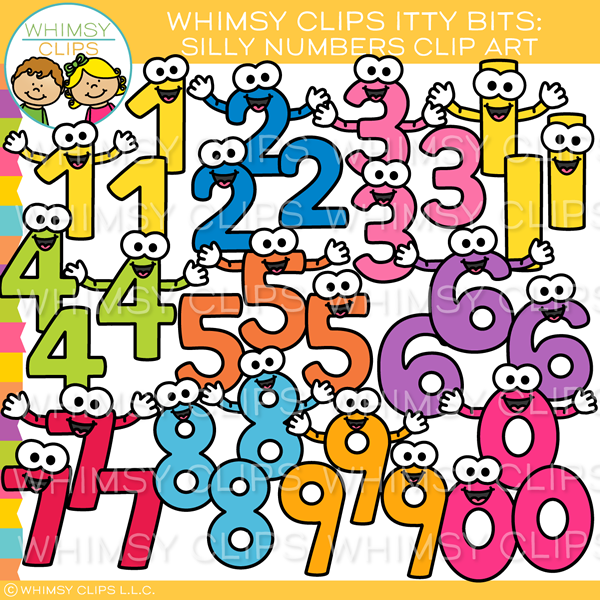 Colorful Silly Numbers Clip Art – Whimsy Clips