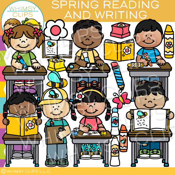Children Reading And Writing Clip Art