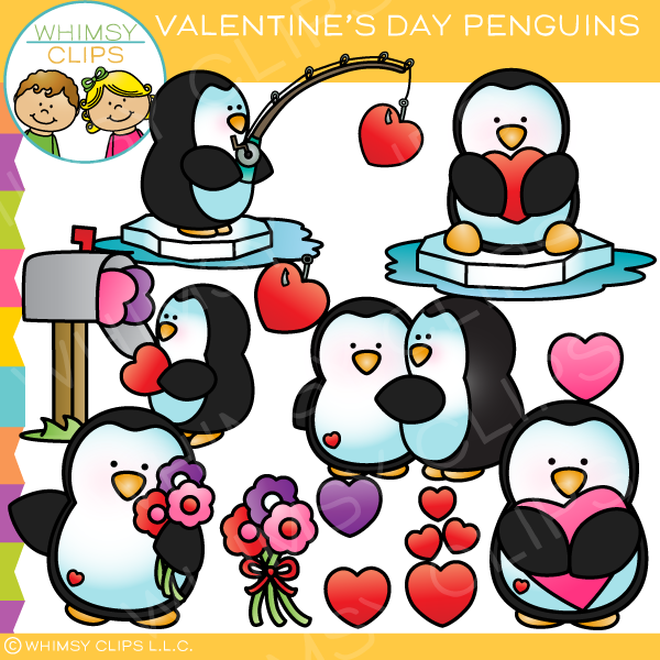 Valentine's Day Penguins Clip Art – Whimsy Clips