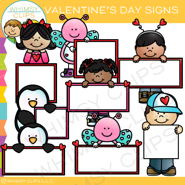 Valentine's Day Signs Clip Art, Images & Illustrations | Whimsy Clips