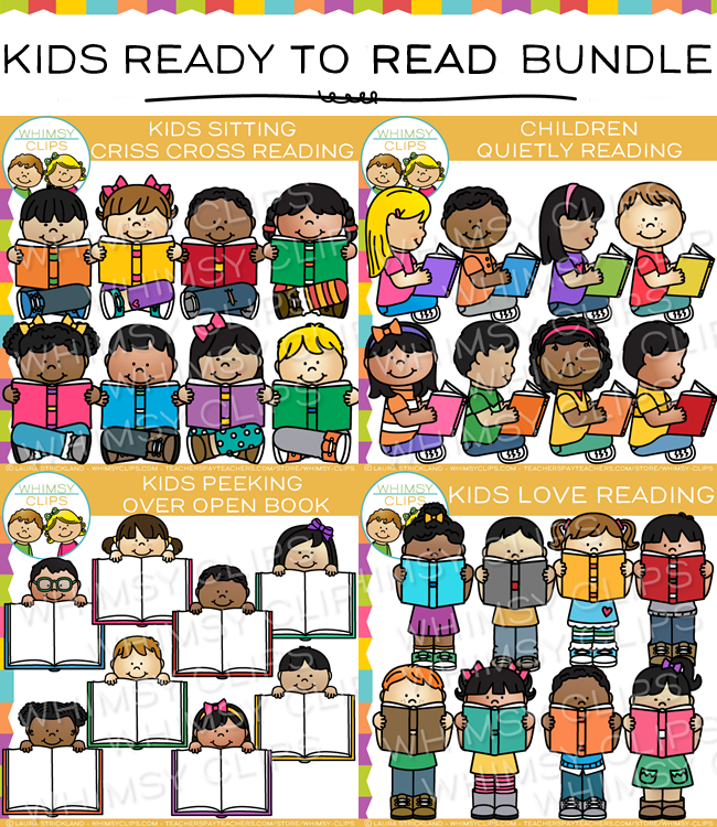 Kids Ready for Reading Clip Art Bundle, Images & Illustrations | Whimsy ...